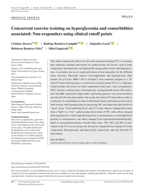 Concurrent Exercise Training On Hyperglycemia And Comorbidities