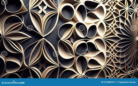 Geometric Shapes And Floral Pattern Merge Elegantly Generated By AI Stock Illustration