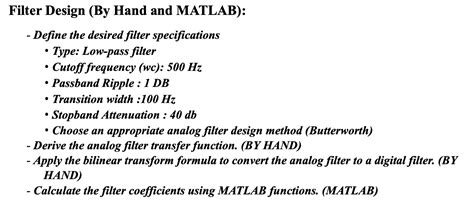 Solved Filter Design By Hand And MATLAB Define The Desired Chegg