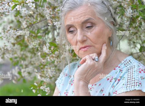 Sad Senior Woman Stock Photo Alamy