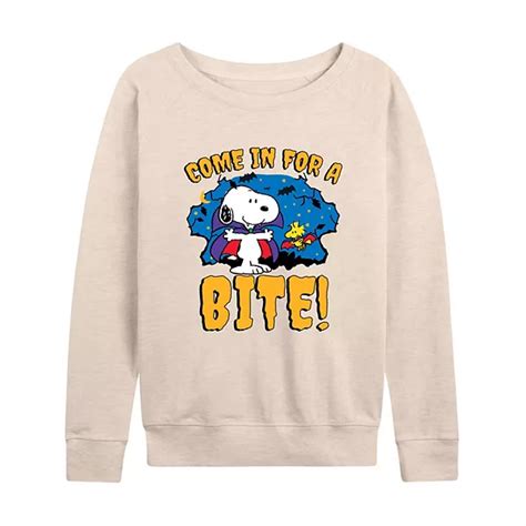 Womens Peanuts Snoopy Vampire French Terry Long Sleeve Tee
