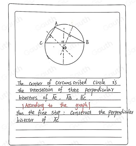 Solved Beth Is Constructing The Circumscribed Circle For Abc Which