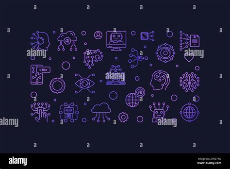 Artificial Intelligence Technology Concept Thin Line Vector Colored