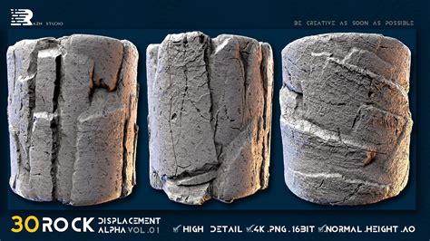 Artstation 30 Rock Displacement Alpha Vol 01 Game Assets
