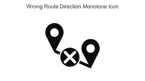 wrong route direction monotone icon in powerpoint pptx png and editable