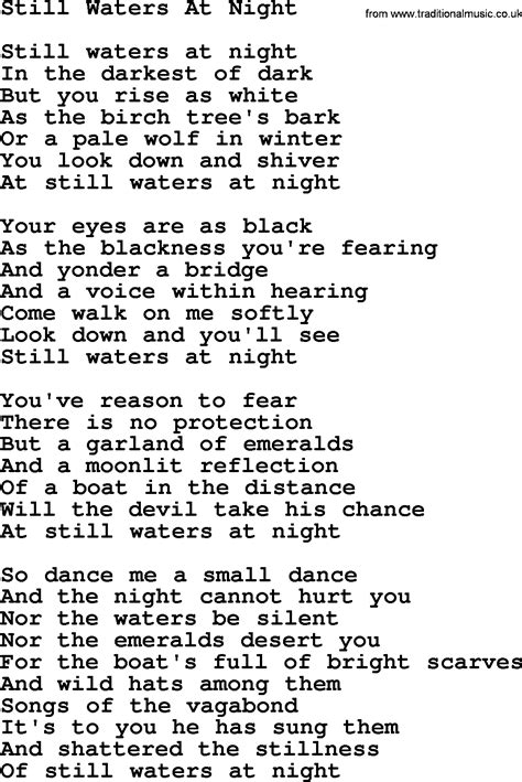 Joan Baez Song Still Waters At Night Lyrics