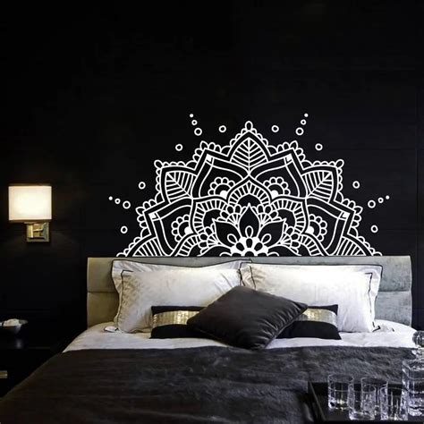 Bedroom Headboard Boho Bohemian Decor Half Mandala Wall Decal Yoga