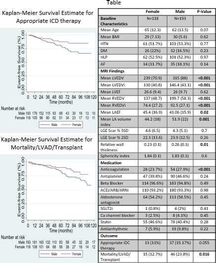 Abstract 18929 Sex Differences In Outcomes And Morphologic Features In
