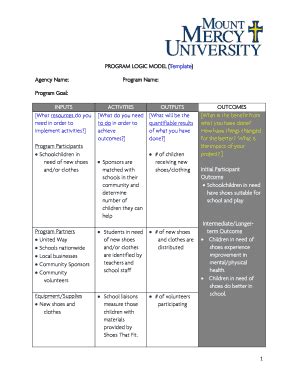 Fillable Online PROGRAM LOGIC MODEL Template Fax Email Print PdfFiller