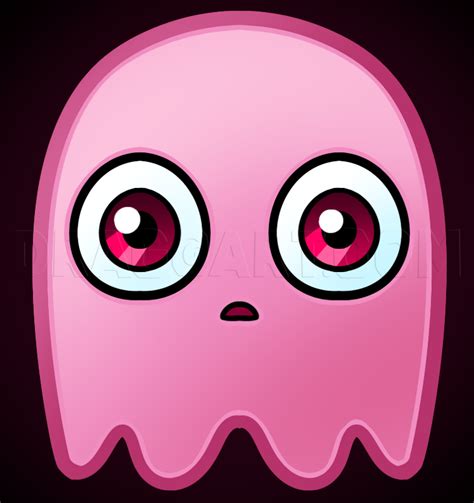 How To Draw A Pac Man Ghost Pinky Step By Step Drawing Guide By