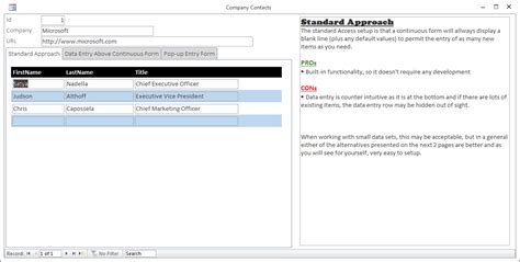 Ms Access Continuous Form Data Entry Approaches Developers Hut