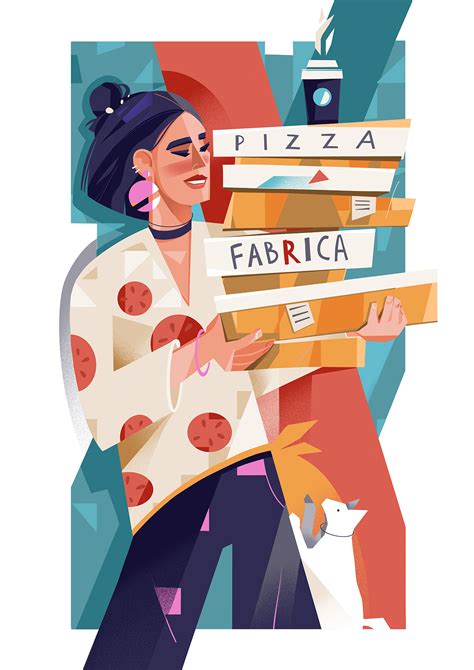 Иллюстрация Пицца постер в стиле журнальный | Illustrators.ru