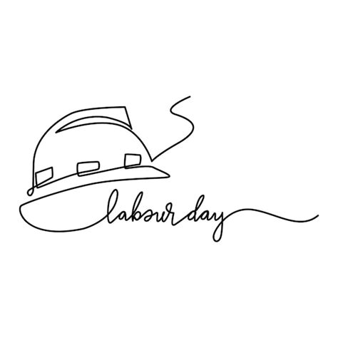 Premium Vector Continuous Single One Line Drawing Labour Day Concept Vector Object Hard Hat