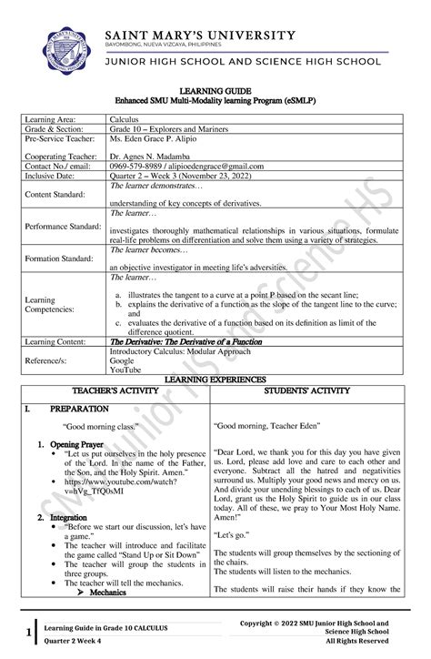 For Teaching Demo Calculus 10 Learning Guide Enhanced Smu Multi