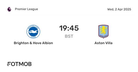 Brighton And Hove Albion Vs Aston Villa Live Score Predicted Lineups