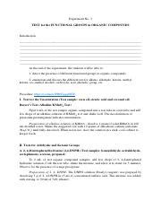 Detecting Functional Groups In Organic Compounds Tests Course Hero