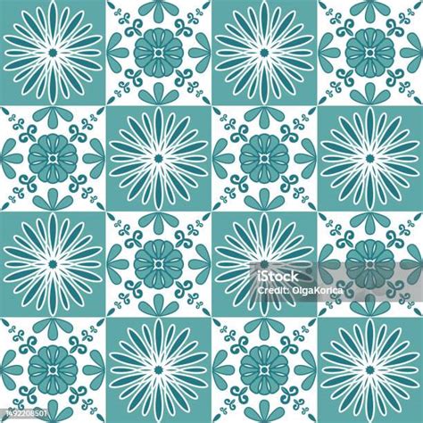 녹색 에메랄드 세라믹 타일 모자이크 사각형 모양 컬러 모로코 아랍어 패턴 대비 대칭 벡터 일러스트 레이 션 0명에 대한 스톡 벡터 아트 및 기타 이미지 Istock