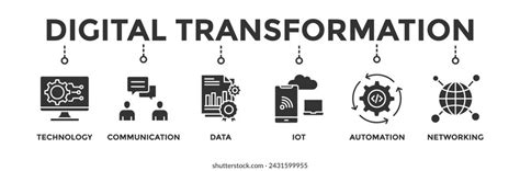Digital Transformation Banner Web Icon Illustration Stock Vector
