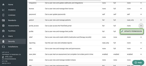Permissions Painchek Support