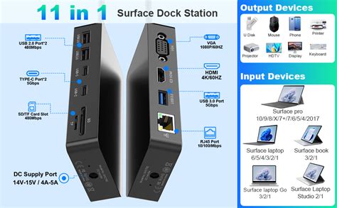 Microsoft Surface Dock Triple Displays Hdmi Vga 11 In 1 Surface Pro Docking Station
