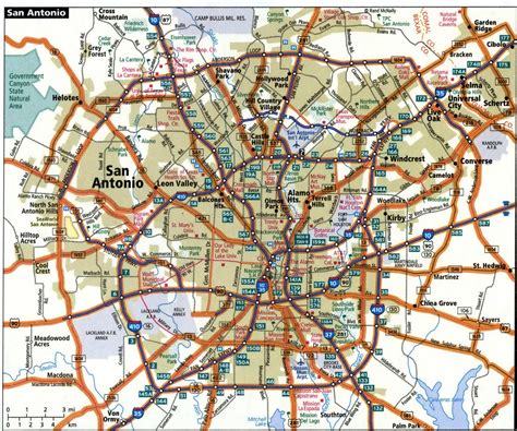 San Antonio City Road Map For Truck Drivers Area Town Toll Free