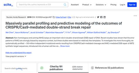 Massively Parallel Profiling And Predictive Modeling Of The Outcomes Of Crisprcas9 Mediated
