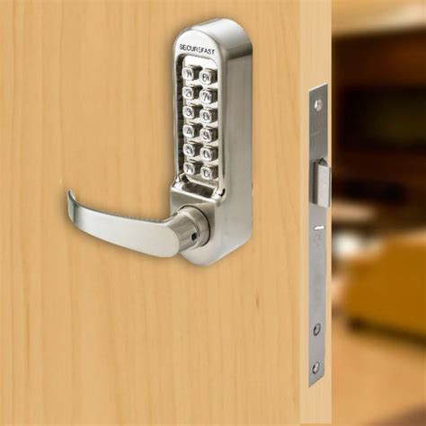 Push Button Lock Easy Code Lever Satin Chrome 1 11 Digits With Radius Forend Anti