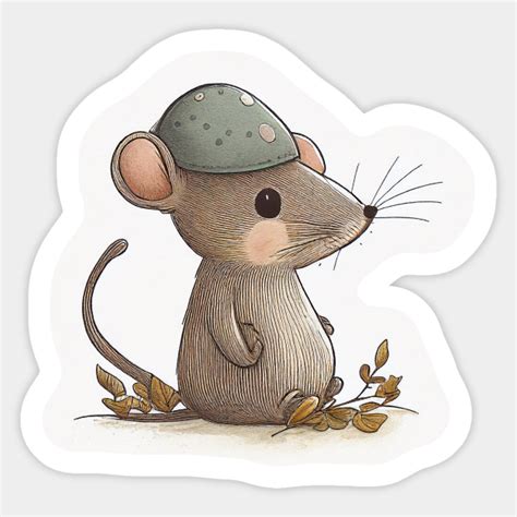 Mouse With Acorn Helmet Mouse Sticker Teepublic