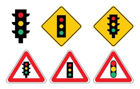 Traffic Light Icons And Warning Signs Featuring Traffic Lights