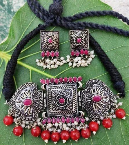 Premium Quality Brass Choker Set At Rs 200set German Silver Oxidised