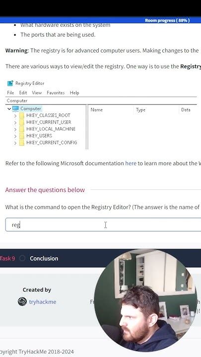 registry editor answer the questions below series shorts thm