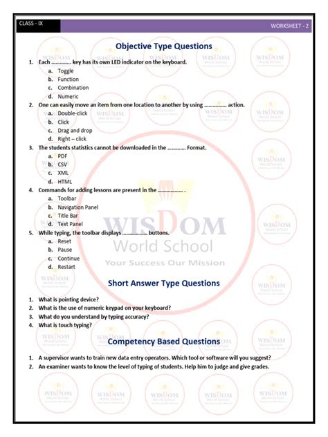 It Class Ix Worksheet 2 Pdf