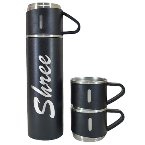 Personalized Vacuum Insulated Flask T Set With 3 Cups Zestpics