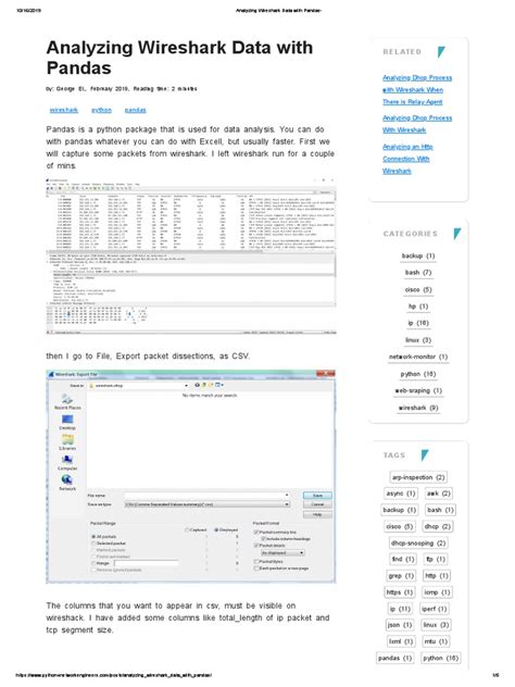 Analyzing Wireshark Data With Pandas Pdf Network Packet Transmission Control Protocol