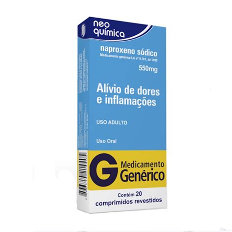 Naproxeno Sódico 550mg 20 Comprimidos Revestidos Neo Química Genérico