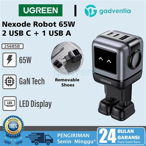 Jual Ugreen Kepala Charger Nexode Gan Robot 65w 2 Usb C 1 Usb Pd Fast