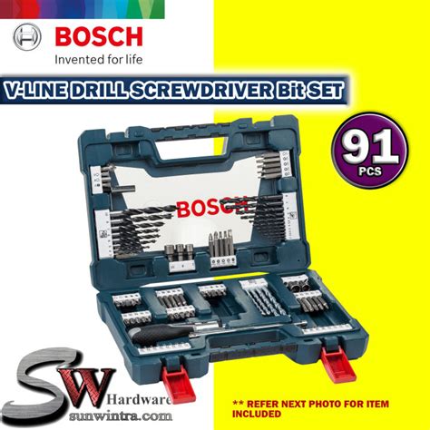 Bosch V-Line Drill and Screwdriver Bit Set 91 pieces with ratchet and ...