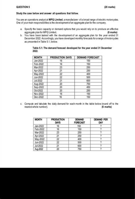 Solved Question 5 20 Maris Study The Case Below And Answer