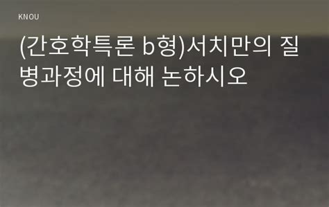 간호학특론 B형서치만의 질병과정에 대해 논하시오 방송통신대