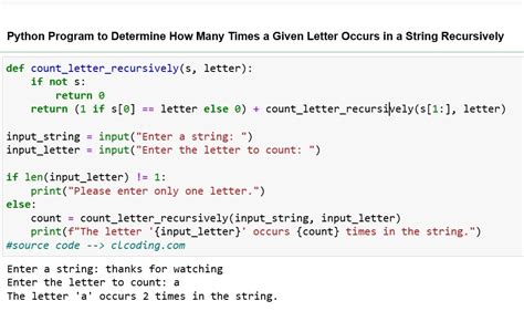Day 70 Python Program To Determine How Many Times A Given Letter Occurs In A String Recursively