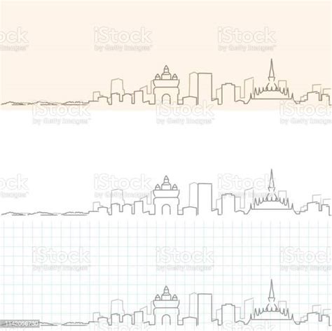 비엔티안 손으로 그린 스카이라인 공예에 대한 스톡 벡터 아트 및 기타 이미지 공예 그리기 뉴질랜드 북섬 Istock