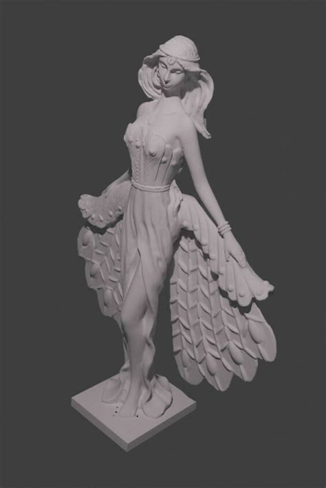 Stl File Peacock Lady Art Deco Antique Sculpture 🦚・3d Printing Template