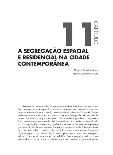 Pdf A Segregação Espacial E Residencial Na Cidade Contemporânea