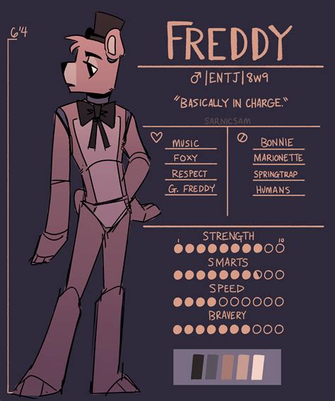 Freddy Reference Sheet Drawing By Me Rfivenightsatfreddys
