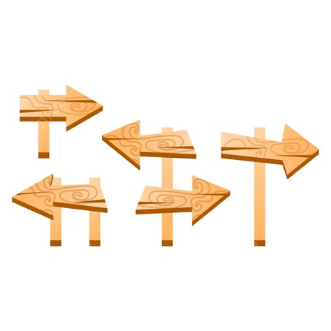 Game Wooden Sign Arrow Set Game Sign Gui PNG And Vector With Transparent Background For Free