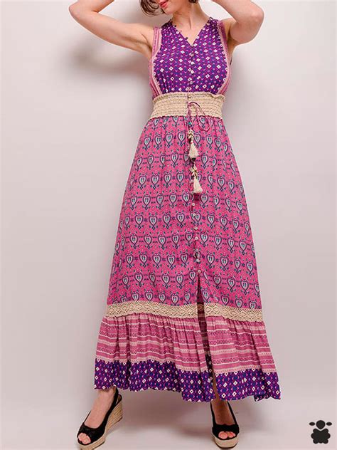 Vestido Boho Chic Largo Violeta Oveja Bohemia