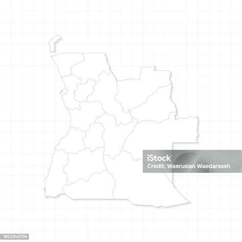 앙골라지도 와 국경 백색 격자 종이 배경 바른 얇은 검정 윤곽선 높은 상세지도 인포 그래픽 벡터 일러스트 레이 션 Eps10 0