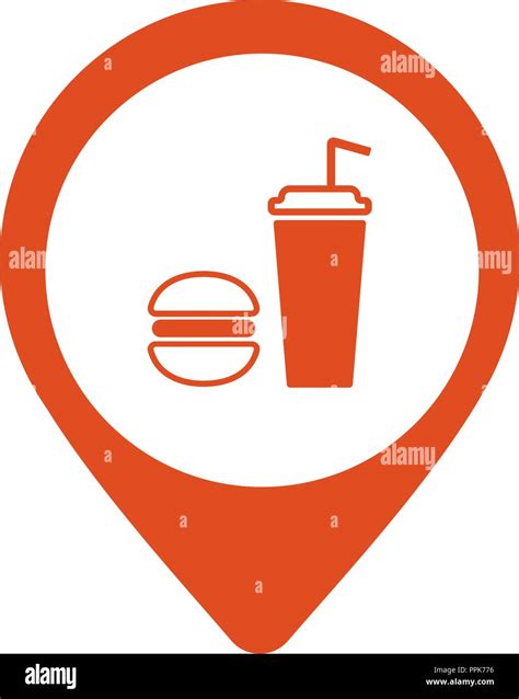 Map Pointer With Fast Food Icon Vector Isolated Location Sign Stock