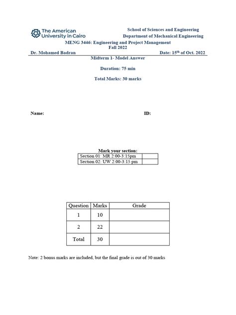 Midterm 1 Fall 2022 Model Answer Pdf