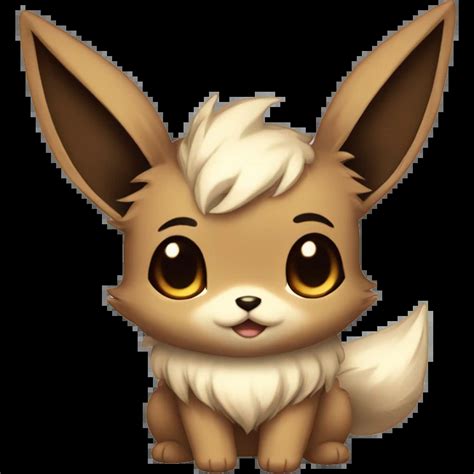 Kawaii Shiny Eevee With Dark Brown Long Emo Hair Covering Her Eyes Full Body Emoji Ai Emoji